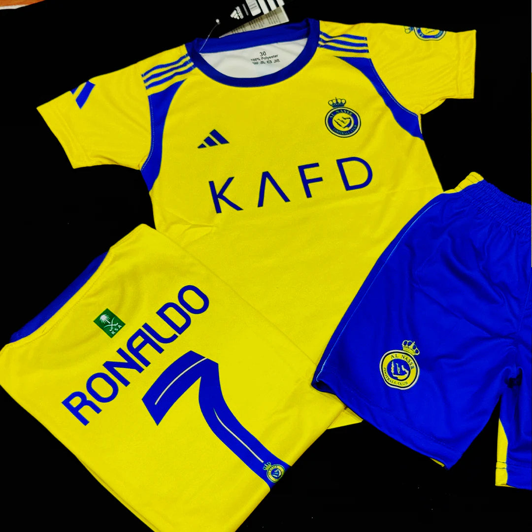 YELLOW 2025 - Kids Al Nassr Ronaldo Football Kit, Summer.