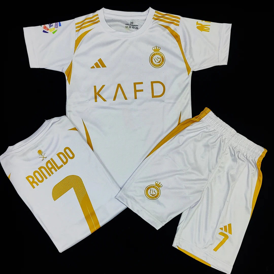 Ronaldo 2025 Al Nassr Golden White ⚜️⚽ Football Kit - KIDS